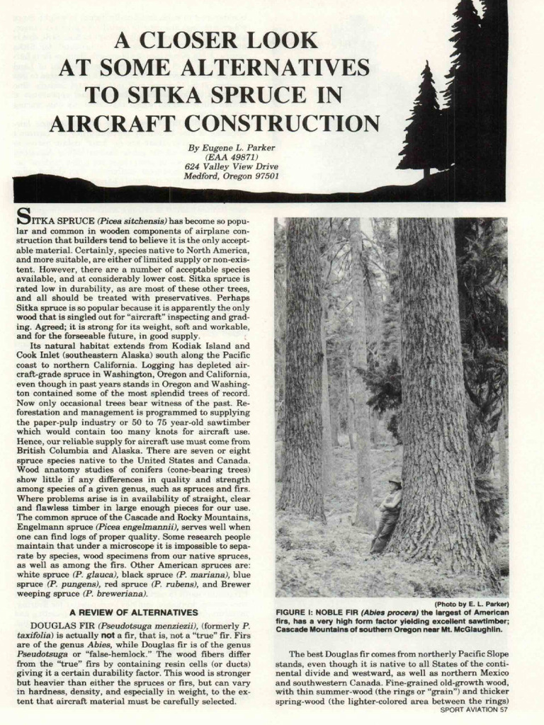 A Closer Look at Some Alternatives Ti Sitka Spruce in Aircraft Construction - Eugene L. Parker ...
