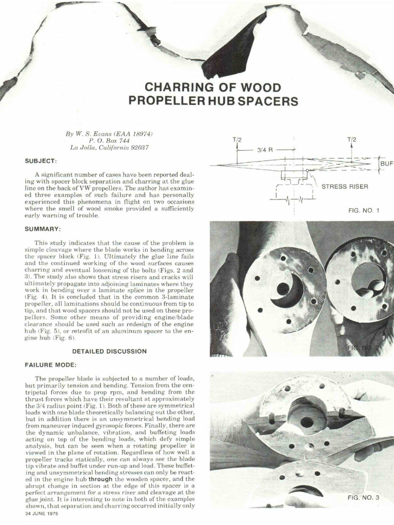 Charring of Wood Propeller Hub Spacers - W S Evans | PDF | Bending ...