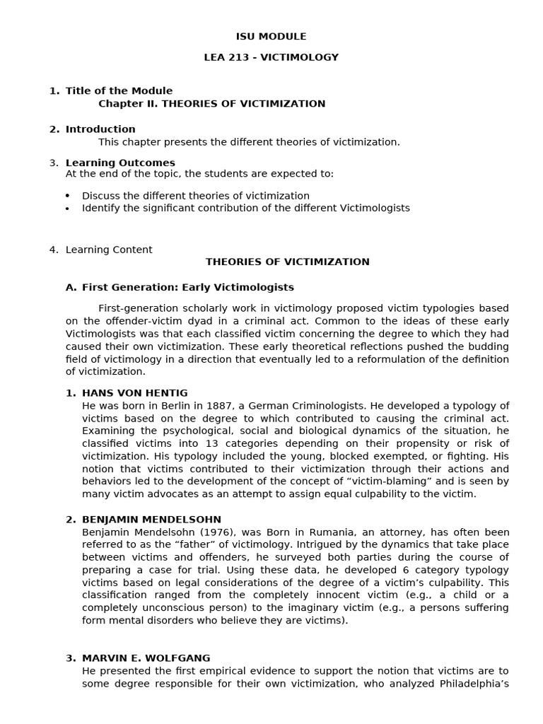 Chapter-2-Theories-of-Victimization-students-copy-1 | PDF | Crimes ...