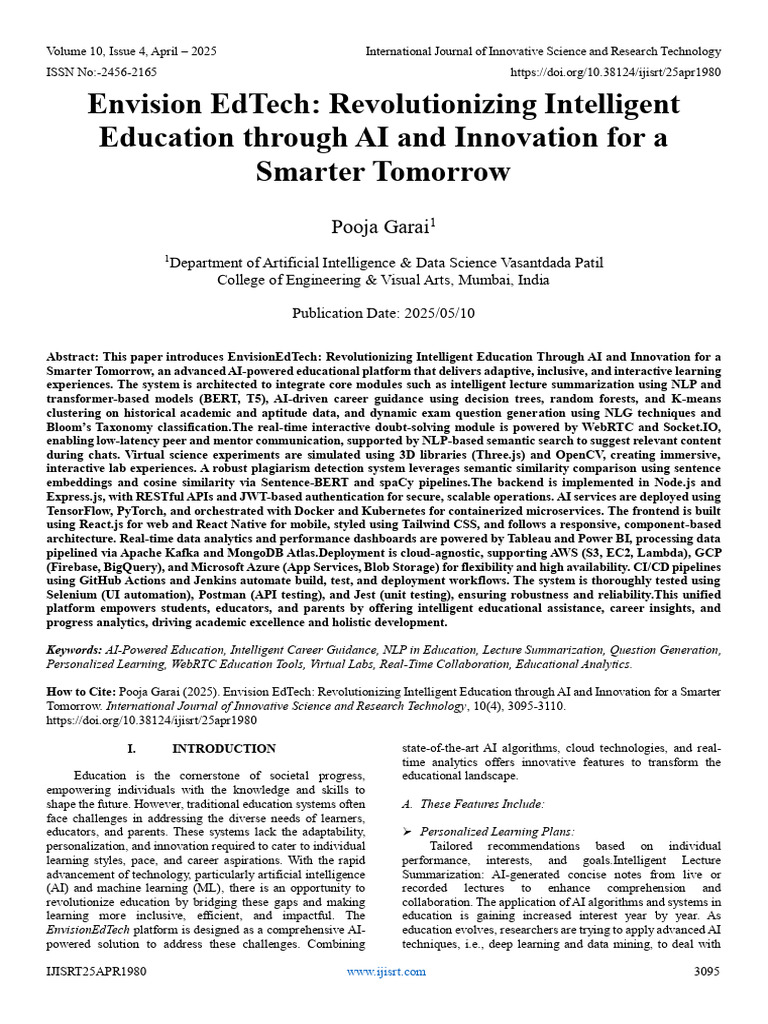 Envision EdTech: Revolutionizing Intelligent Education Through AI and Innovation For A Smarter ...