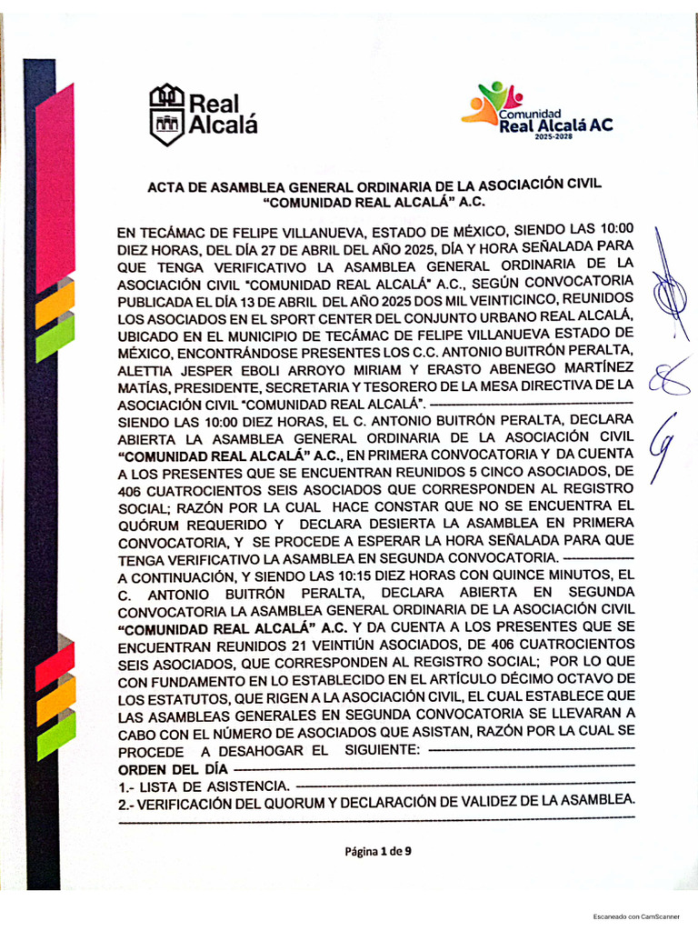 Acta de Asamblea 27 Abril 2025 | PDF