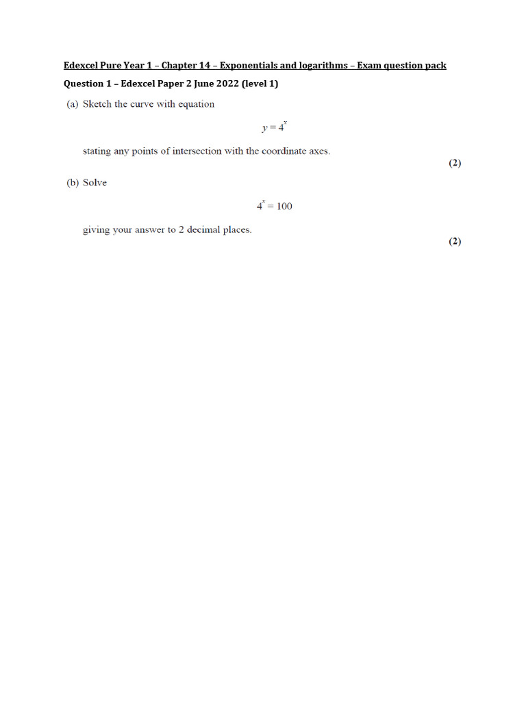 Edexcel Pure Year 1 Exam Questions | PDF