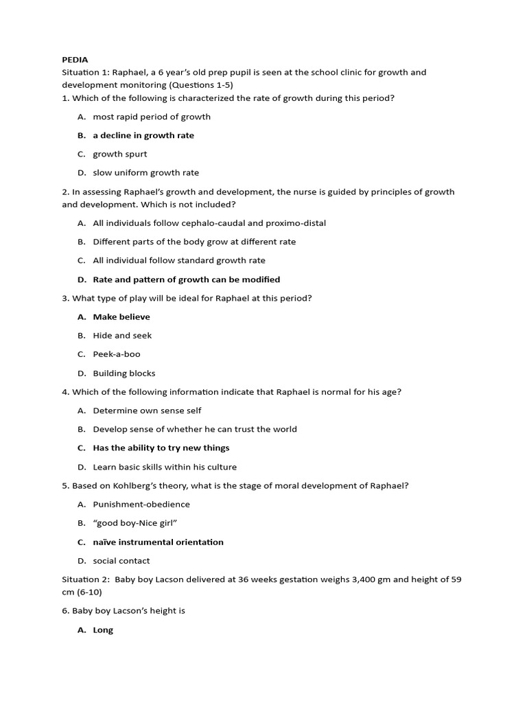 PEDIA Practice Questions | PDF | Congenital Heart Defect | Asthma