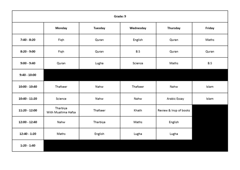 Class TimeTable Final 17 | PDF