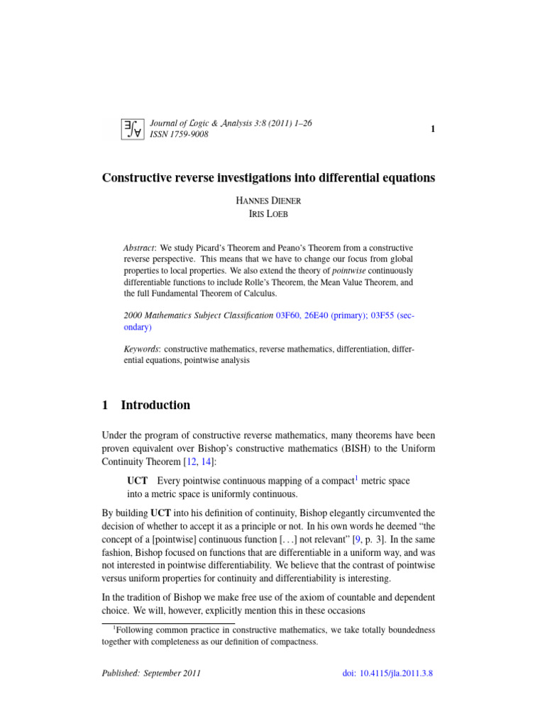 Constructive Reverse Investigations Into Different | PDF | Continuous Function | Limit (Mathematics)