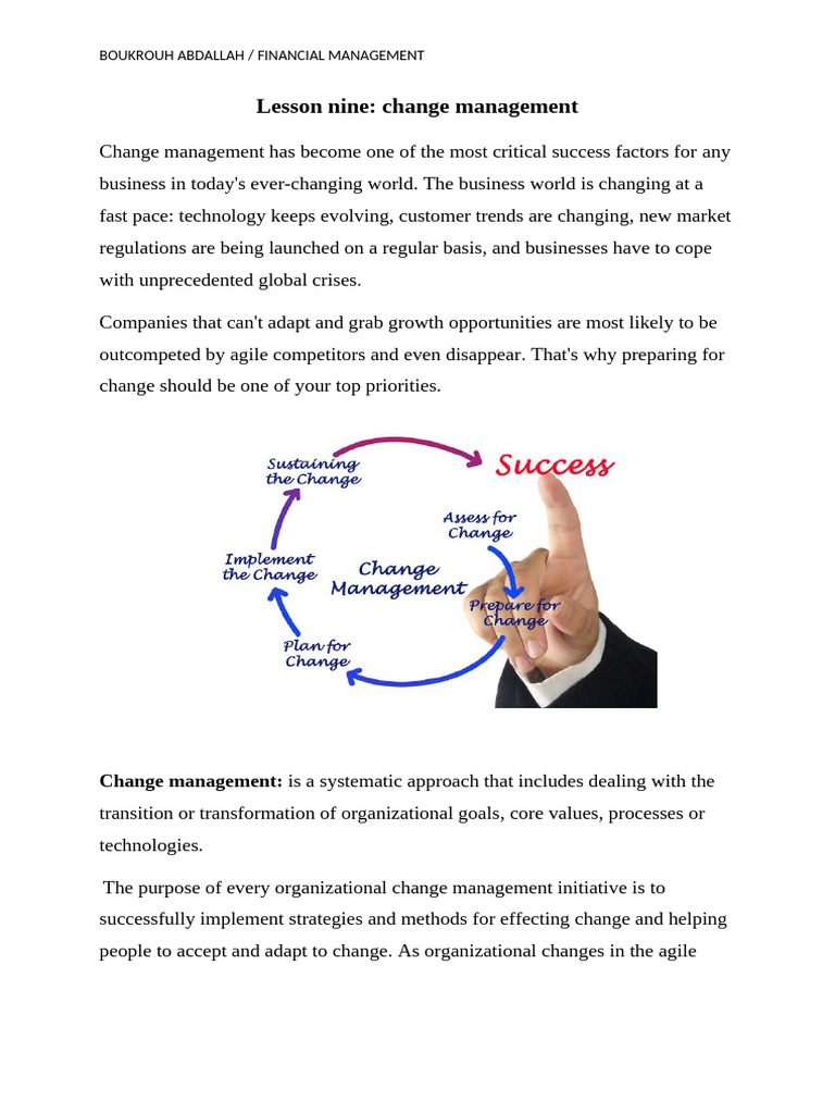 Lesson Nine Change Management | PDF | Change Management | Control ...