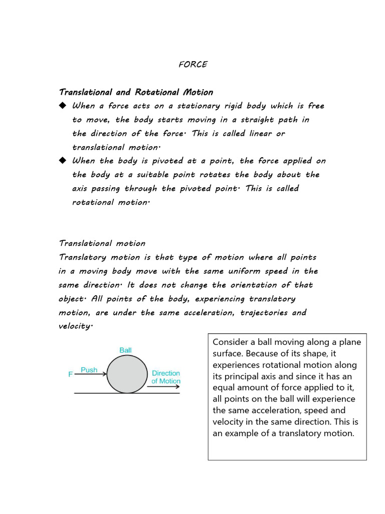 ForceNotes_icse | PDF | Rotation Around A Fixed Axis | Force