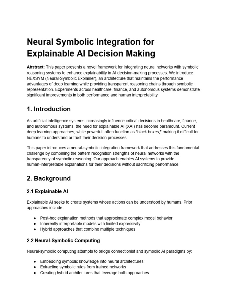 Neural Symbolic Integration For Explainable AI Decision Making | PDF | Artificial Intelligence ...