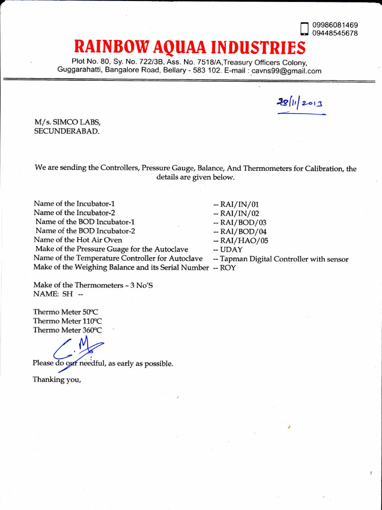 Calibration Equipment List for SIMCO Labs | PDF