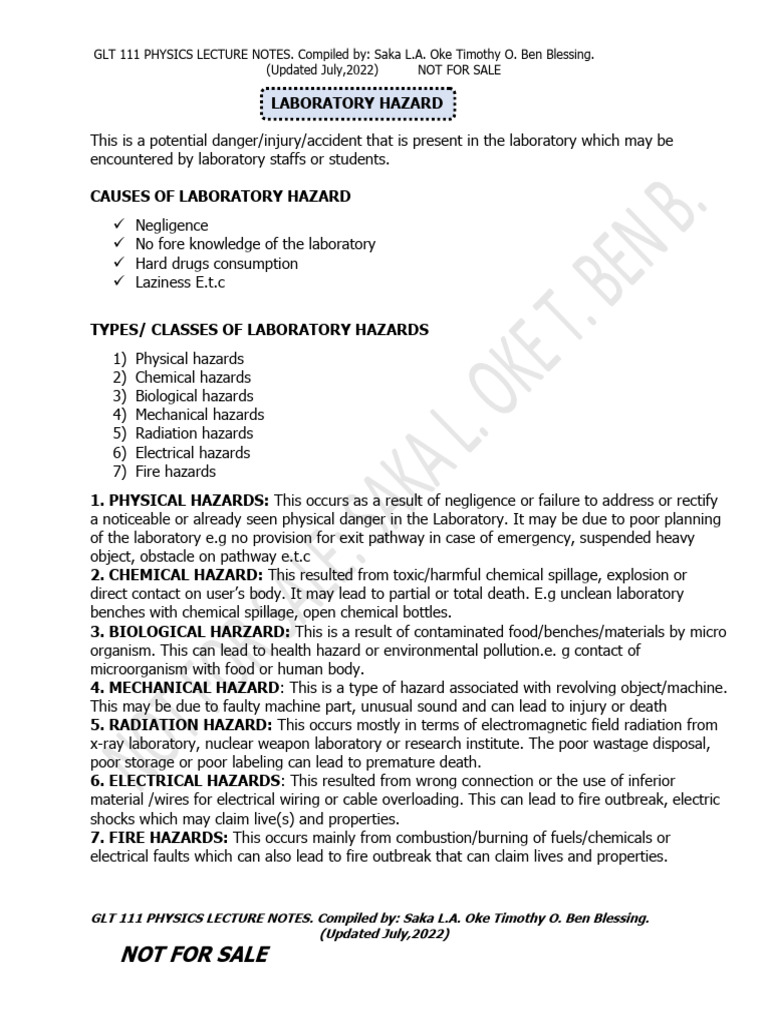 GLT 111 LECTURE NOTES JULY 2022 OK | PDF | Radioactive Decay | Radiation
