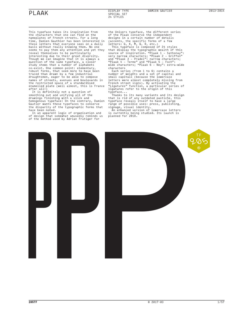 Plaak Typeface Overview and Styles | PDF