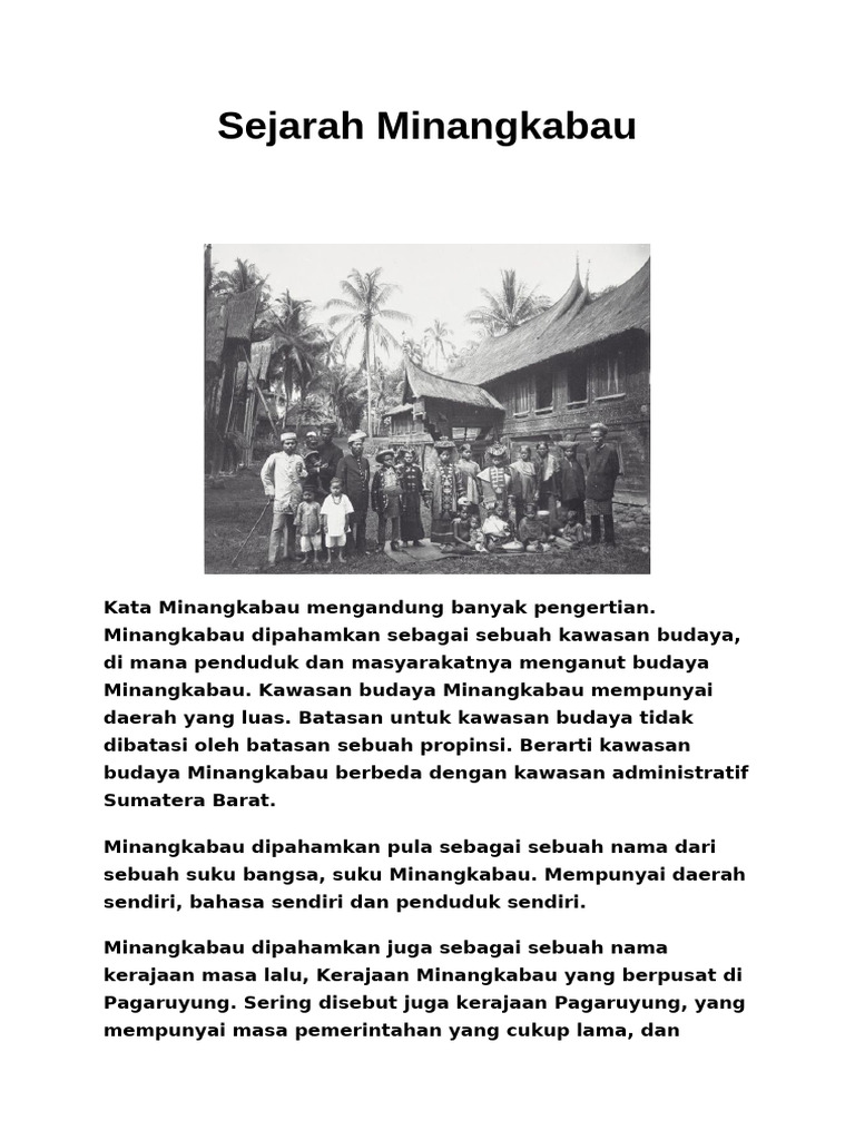 Sejarah dan Tambo Minangkabau | PDF