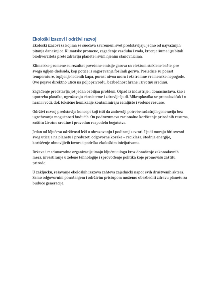 Esej 2 Ekologija | PDF