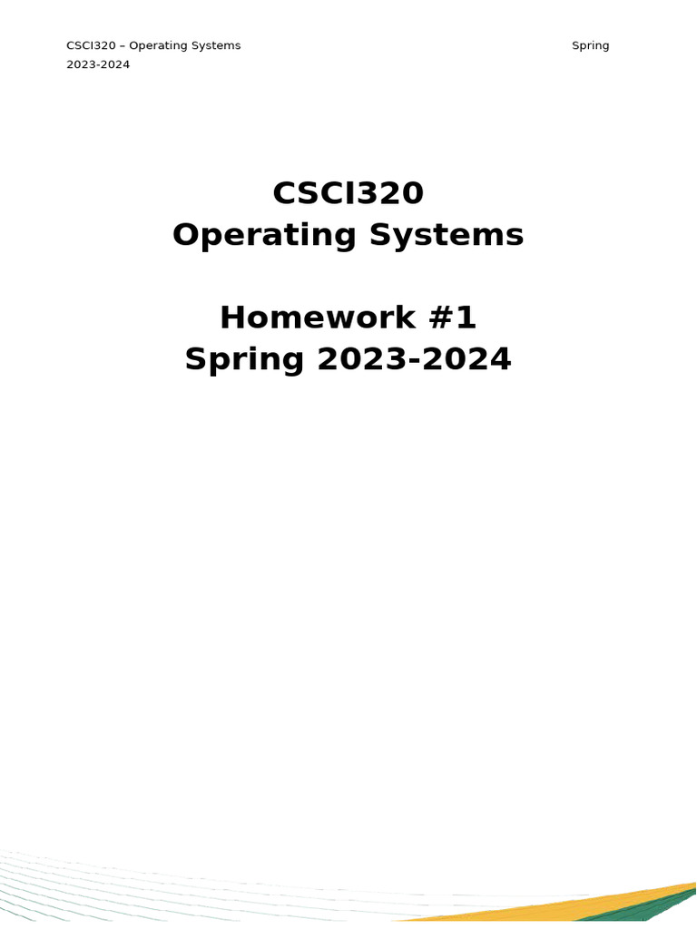CSCI320 Spring 23 24 HW1 | PDF | Scheduling (Computing) | Computer Science