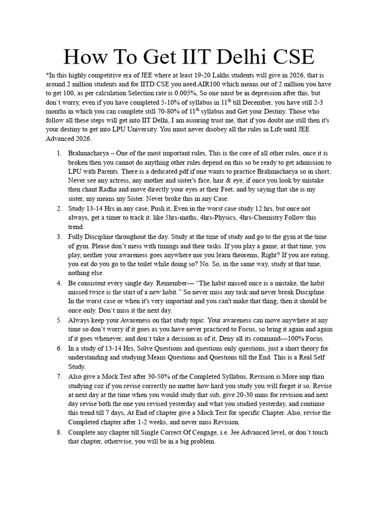 How To Get IIT Delhi CSE | PDF
