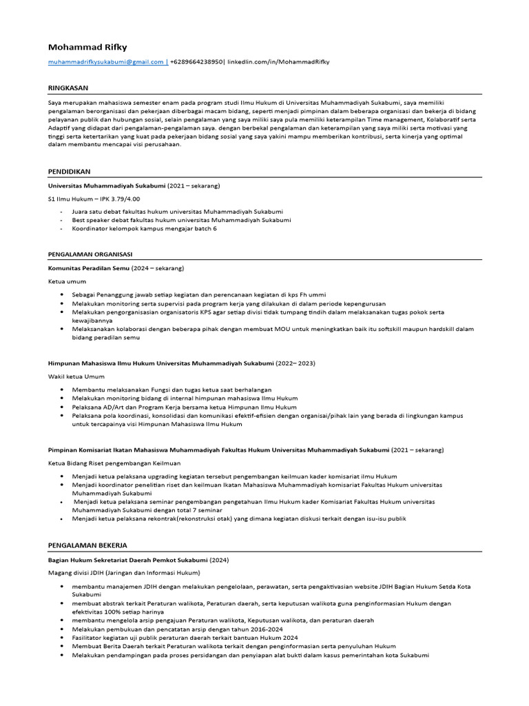 CV Mohammad Rifky | PDF