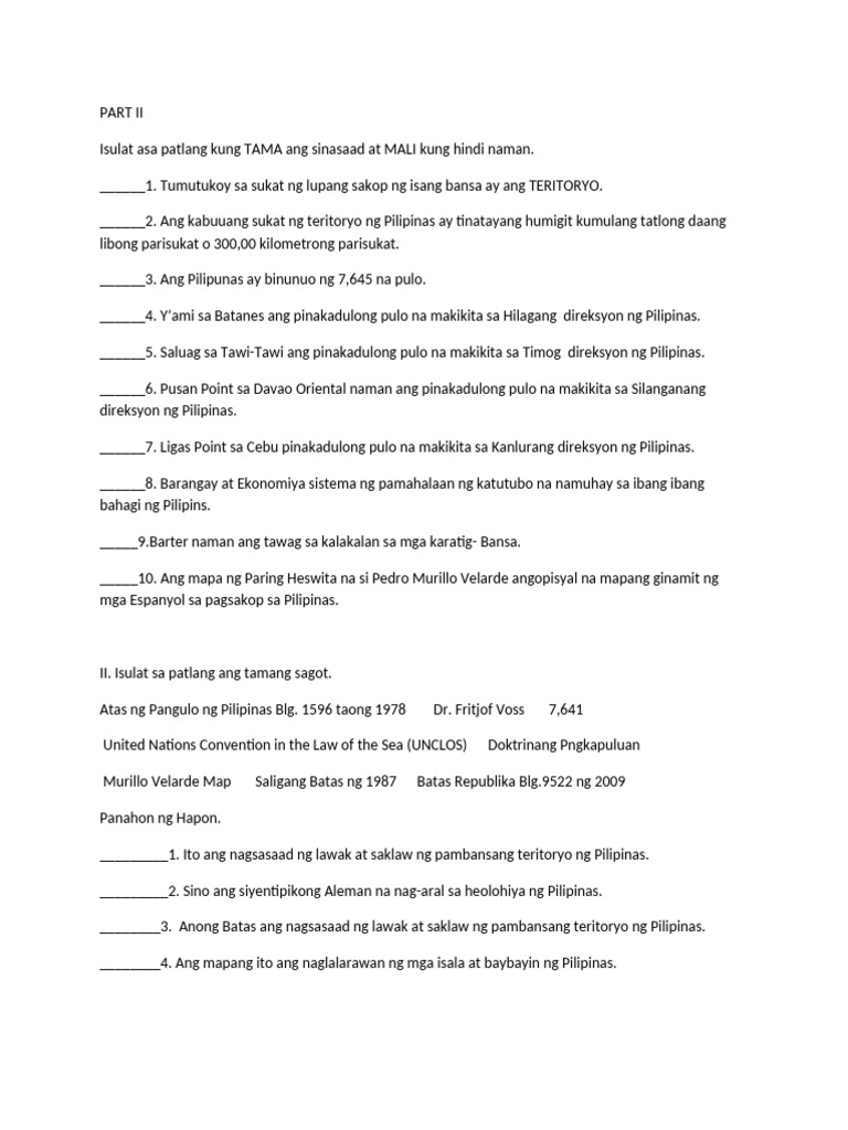 makabayan worksheet part II | PDF