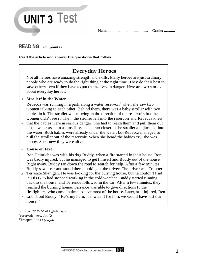 JH DOC New-Directions U3 Test 4 | PDF