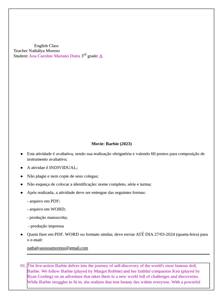 Movie: Barbie (2023) | PDF | Barbie