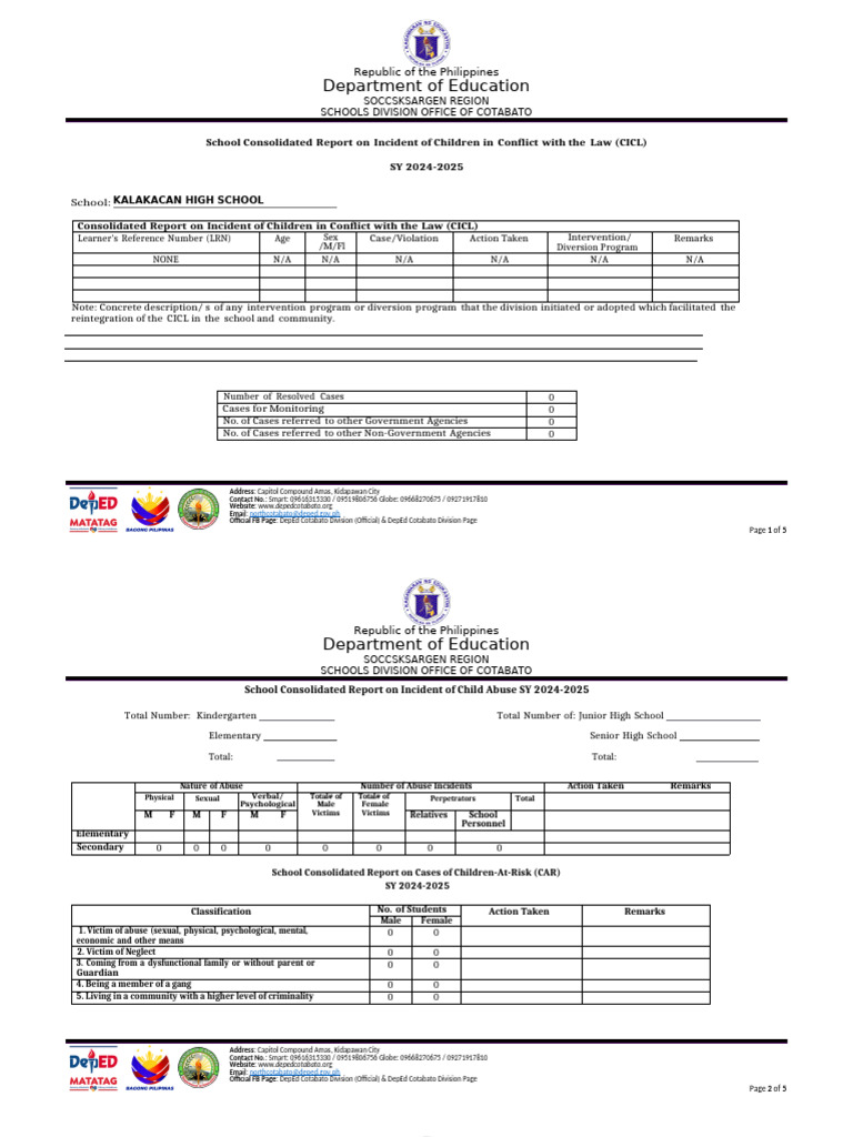 CPP Template Report 2025 | PDF | Child Protection | Bullying