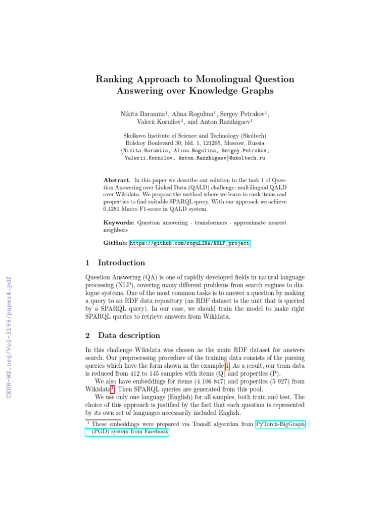 Ranking Approach To Monolingual Question | PDF | Artificial Intelligence | Intelligence (AI ...