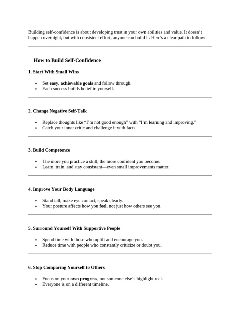 8 Steps to Build Self-Confidence | PDF