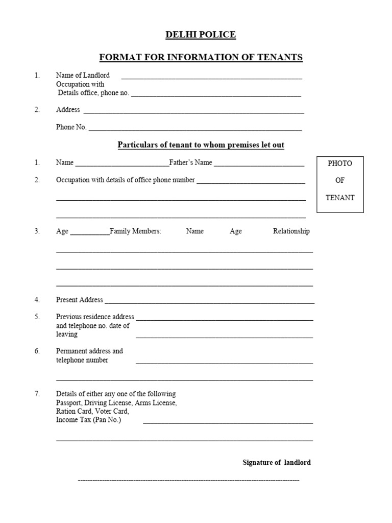 Tenant Verification Form (1) | PDF | Authentication | Government And ...