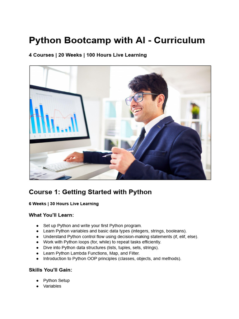 Python Bootcamp With AI - Curriculum | PDF | Control Flow | Python (Programming Language)