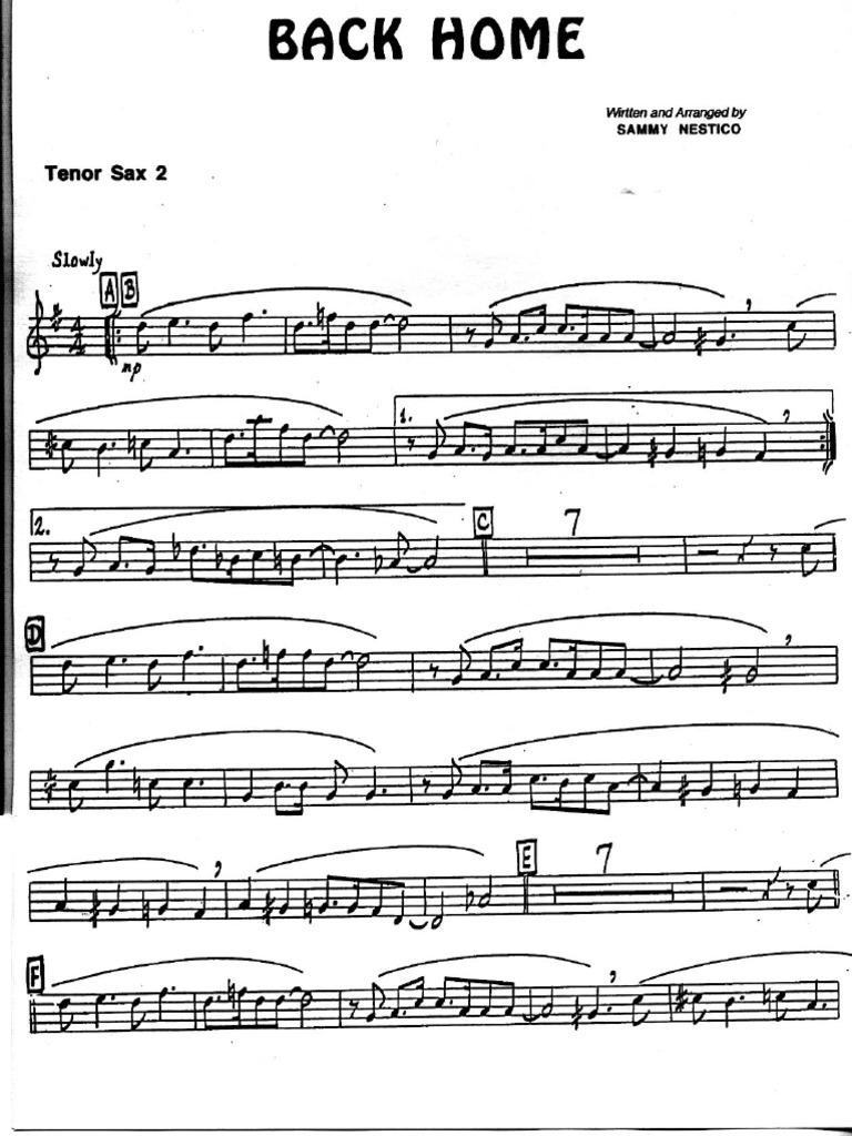 Back Home-Tenor 2 | PDF