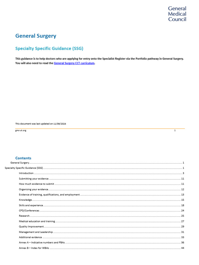 SSG Guidance for General Surgery Applicants | PDF | Patient | Medicine