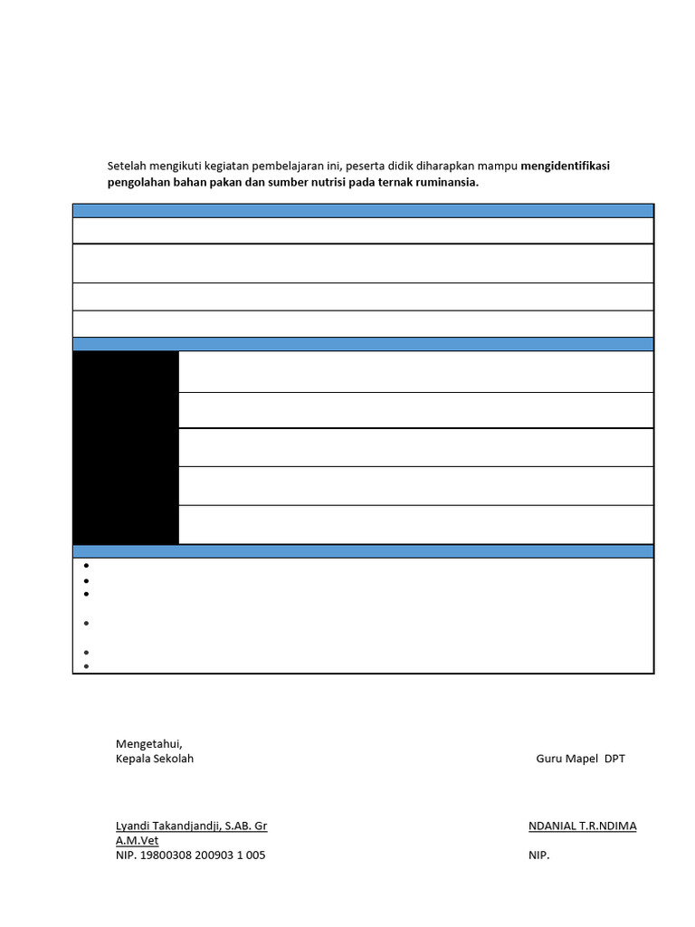 RPP Dasar-Dasar Pakan Ternak | PDF