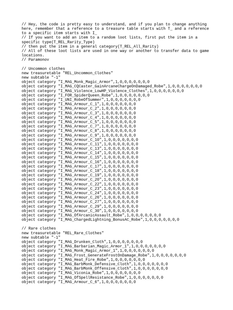 Treasure Table | PDF
