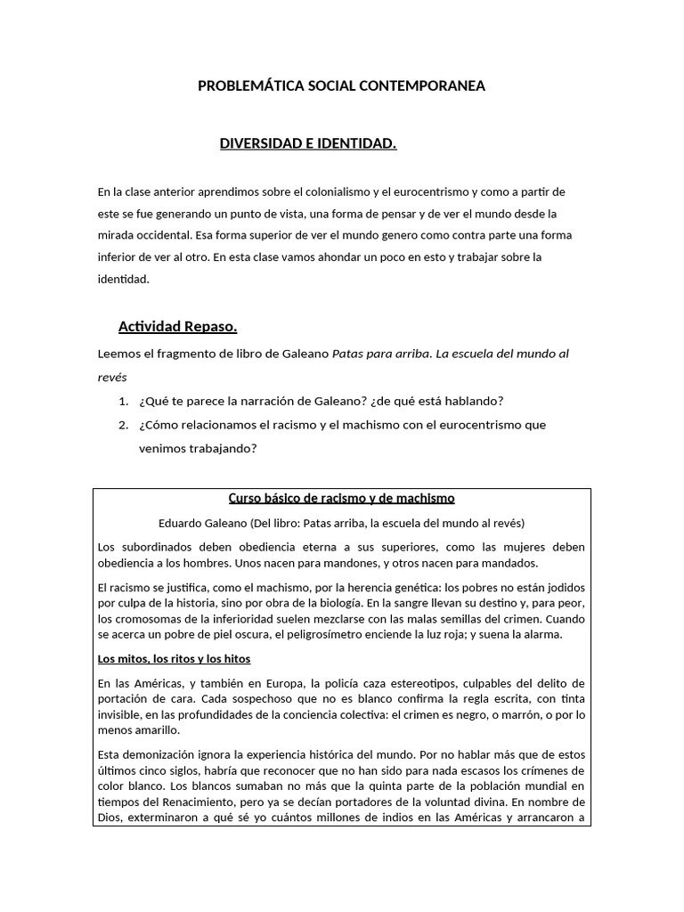 Clase 6 - Diversidad e Identidad. | PDF | Discriminación | Racismo