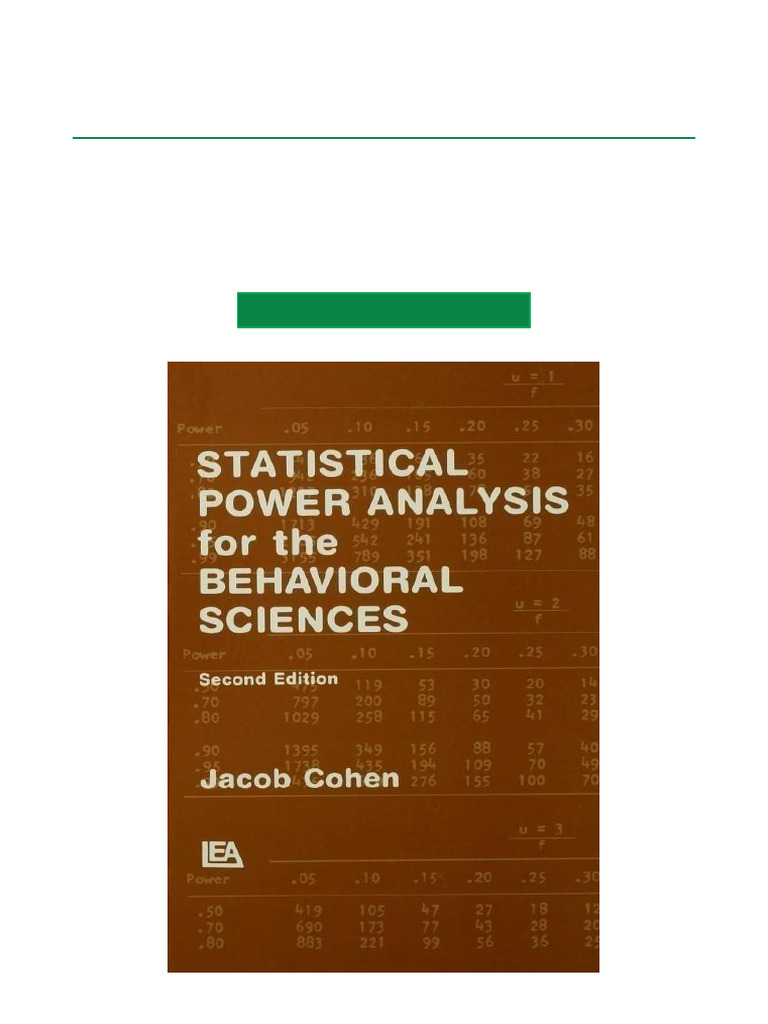Statistical Power Analysis For The Behavioral Sciences 2nd Edition Ebook Full Text | PDF ...