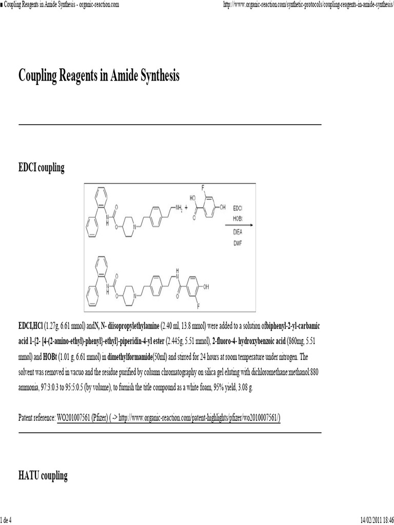 Amide Synthesis with Coupling Reagents | PDF | Amide | Organic Synthesis
