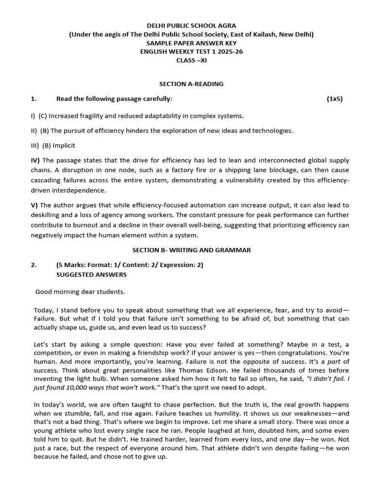 Sample Paper XI WT1 AK | PDF | Love | Prayer