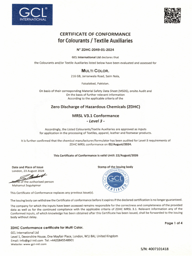 ZDHC Certification | PDF