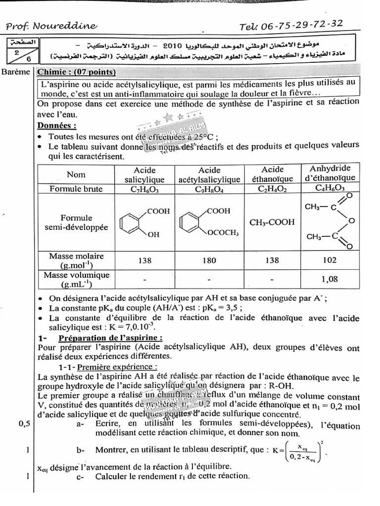 2BAC Biof - Chimie Organique - Exercice | PDF