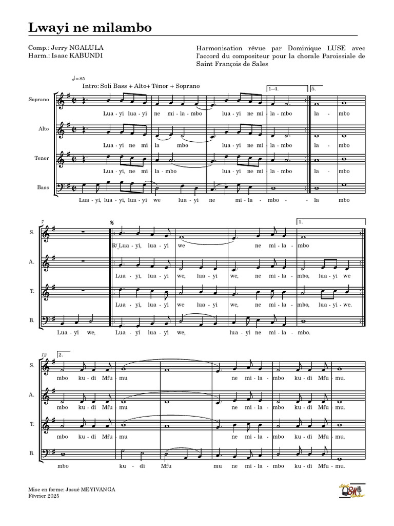 Lwayi Ne Milambo Jerry Version DMQ | PDF