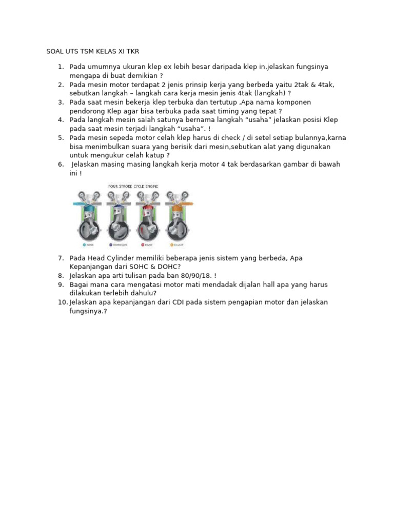 Soal Uts TSM Kelas Xi TKR | PDF