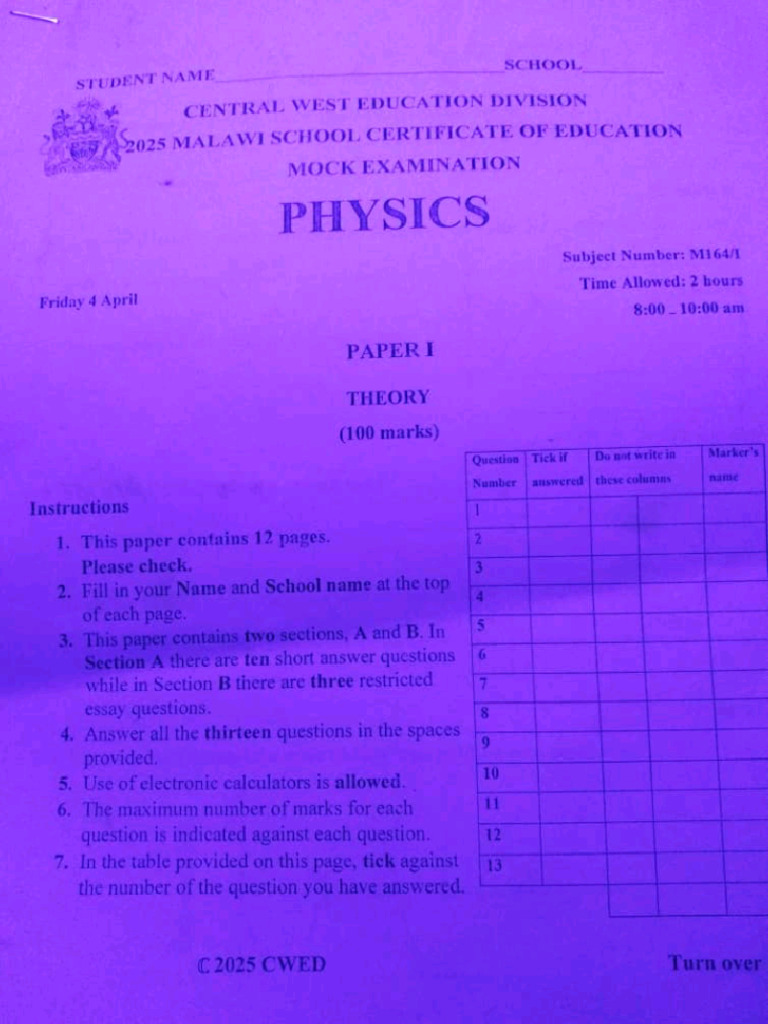 Physics Paper 1 Cwed | PDF