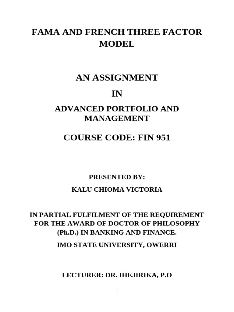 Fama and French Three Factor Model | PDF | Capital Asset Pricing Model ...