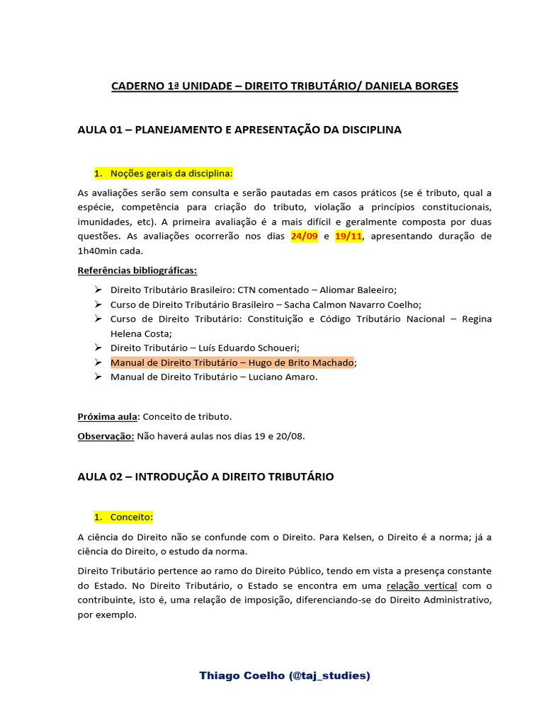 Caderno 1â Unidade - Direito Tributã Rio | PDF | Poder Policial (Lei Constitucional dos Estados ...