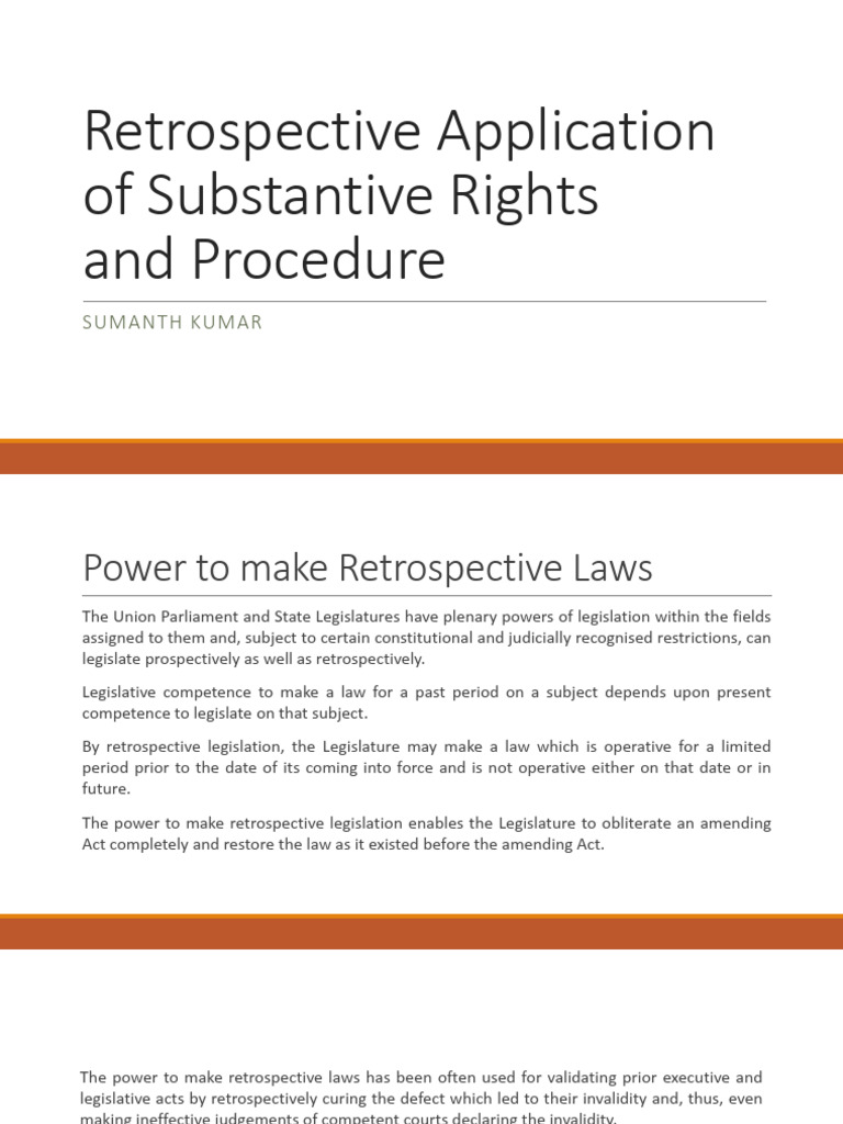Unit I Part 4 - Retrospective Application of Substantive Rights and ...