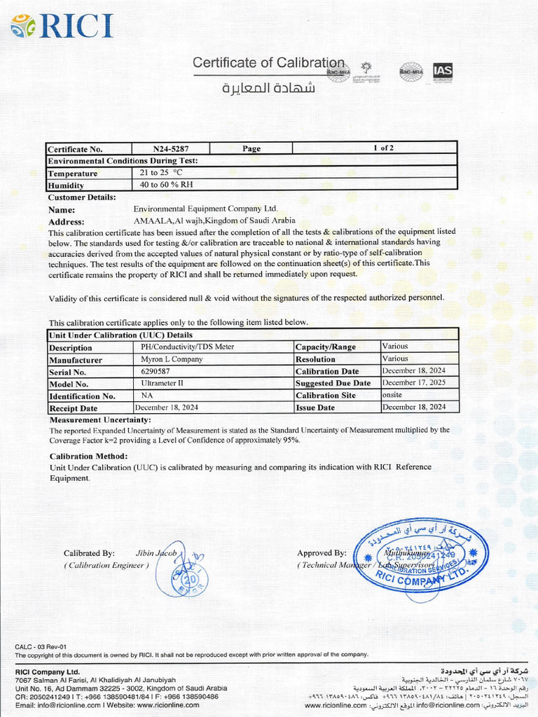 Calibration Certificates | PDF