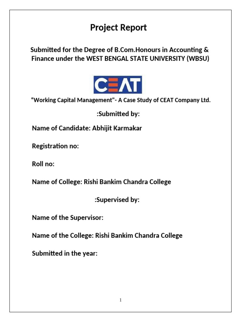 Sample Project On Working Capital Management - CEAT | PDF | Working ...