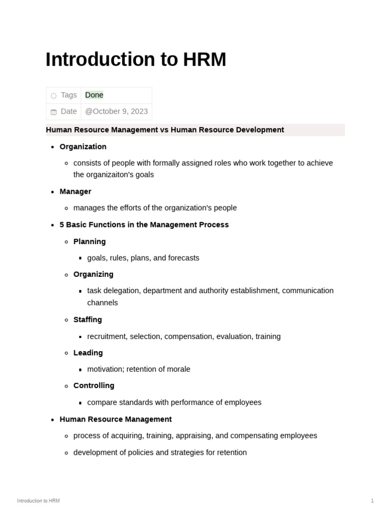 1_Introduction_to_HRM | PDF | Human Resource Management | Employment