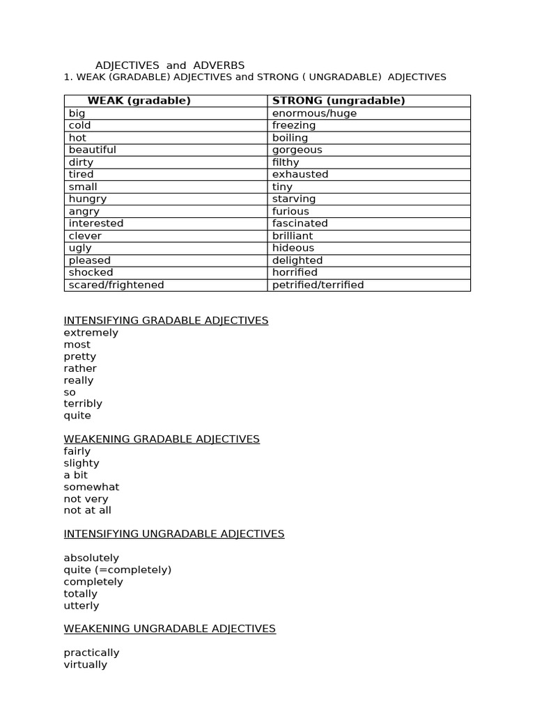 Gradable and Ungradable Adjectives F | PDF