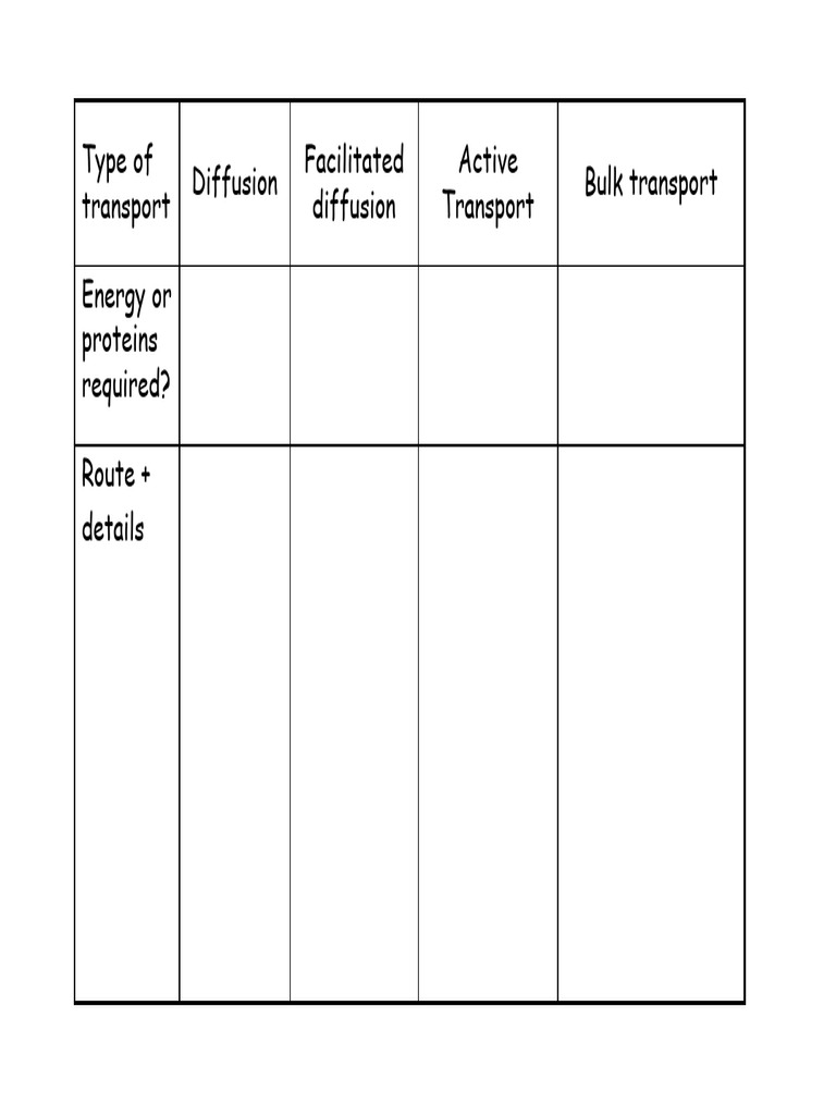 02 CellMembrane Transport HOTable | PDF