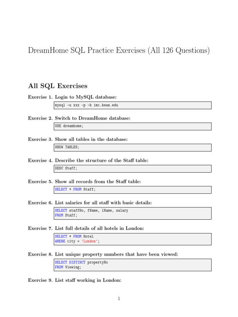 Dreamhome Questions-1 | PDF | Computer Data | Information Retrieval